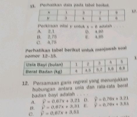 11. Perhatikan data pada tabel berikut | x | StudyX