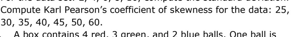 Compute Karl Pearson's coefficient of | StudyX