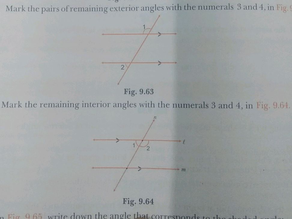 Mark the pairs of remaining exterior angles | StudyX