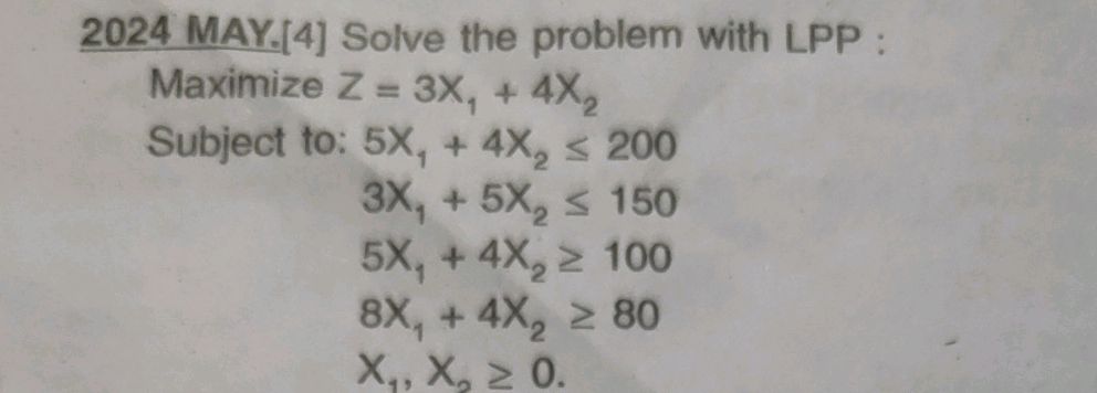 Solve the problem with LPP: Maximize Z = | StudyX