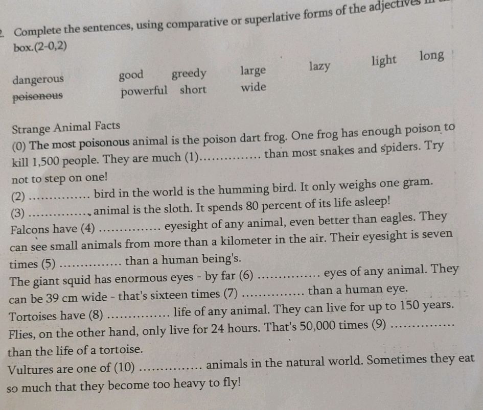 2. Complete the sentences, using comparative | StudyX