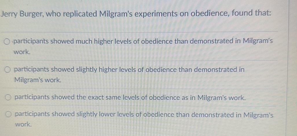 Jerry Burger, who replicated Milgram's | StudyX
