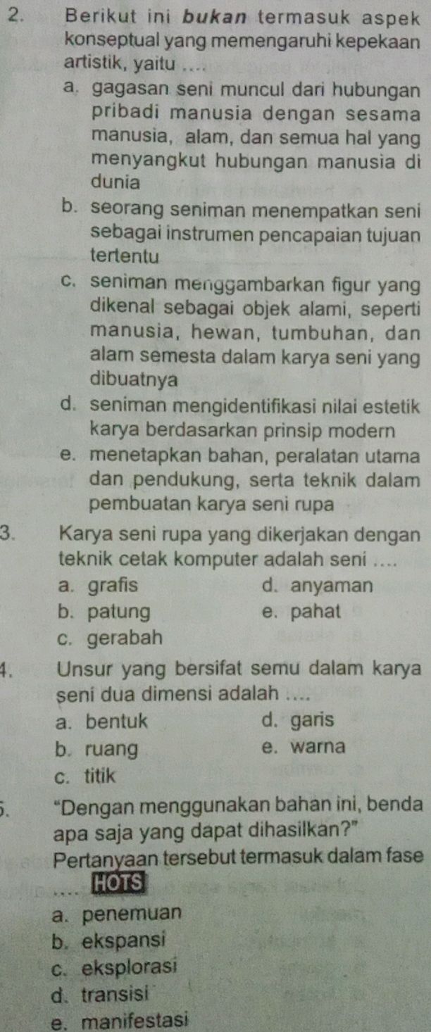 2. Berikut ini bukan termasuk aspek | StudyX