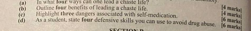 (a) In what four ways can one lead a chaste | StudyX