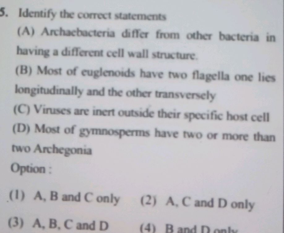 5. Identify the correct statements (A) | StudyX