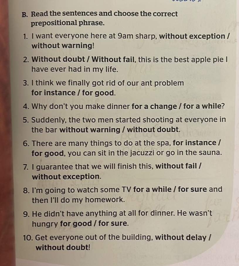 B. Read the sentences and choose the correct | StudyX
