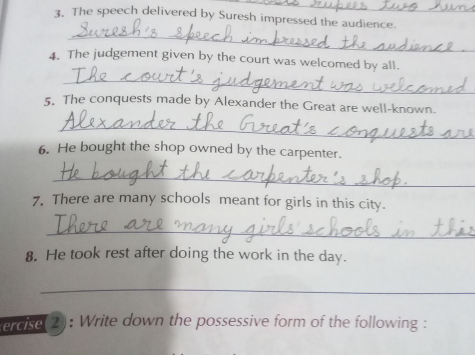 Write down the possessive form of the | StudyX