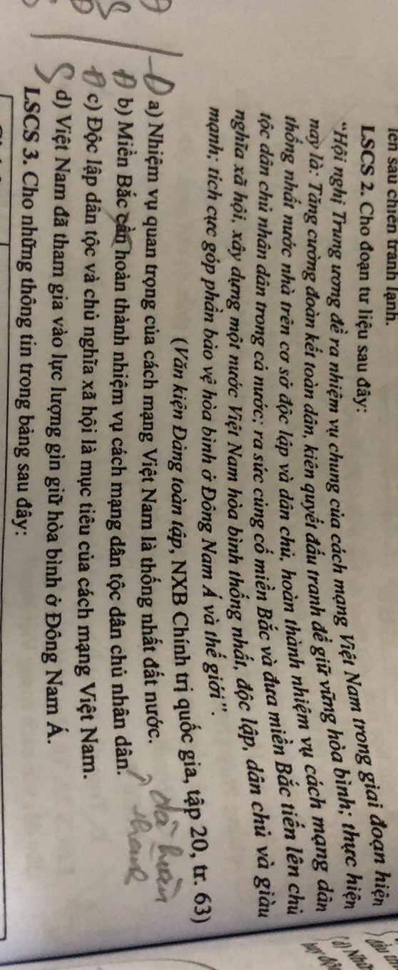 LSCS 2. Cho đoạn tư liệu sau đây: “Hội nghị | StudyX