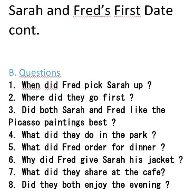 1. When did Fred pick Sarah up ? 2. Where | StudyX
