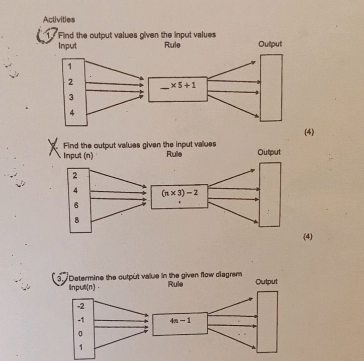 1. Find the output values given the input | StudyX