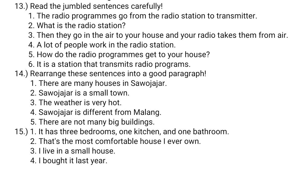 13.) Read the jumbled sentences carefully! | StudyX