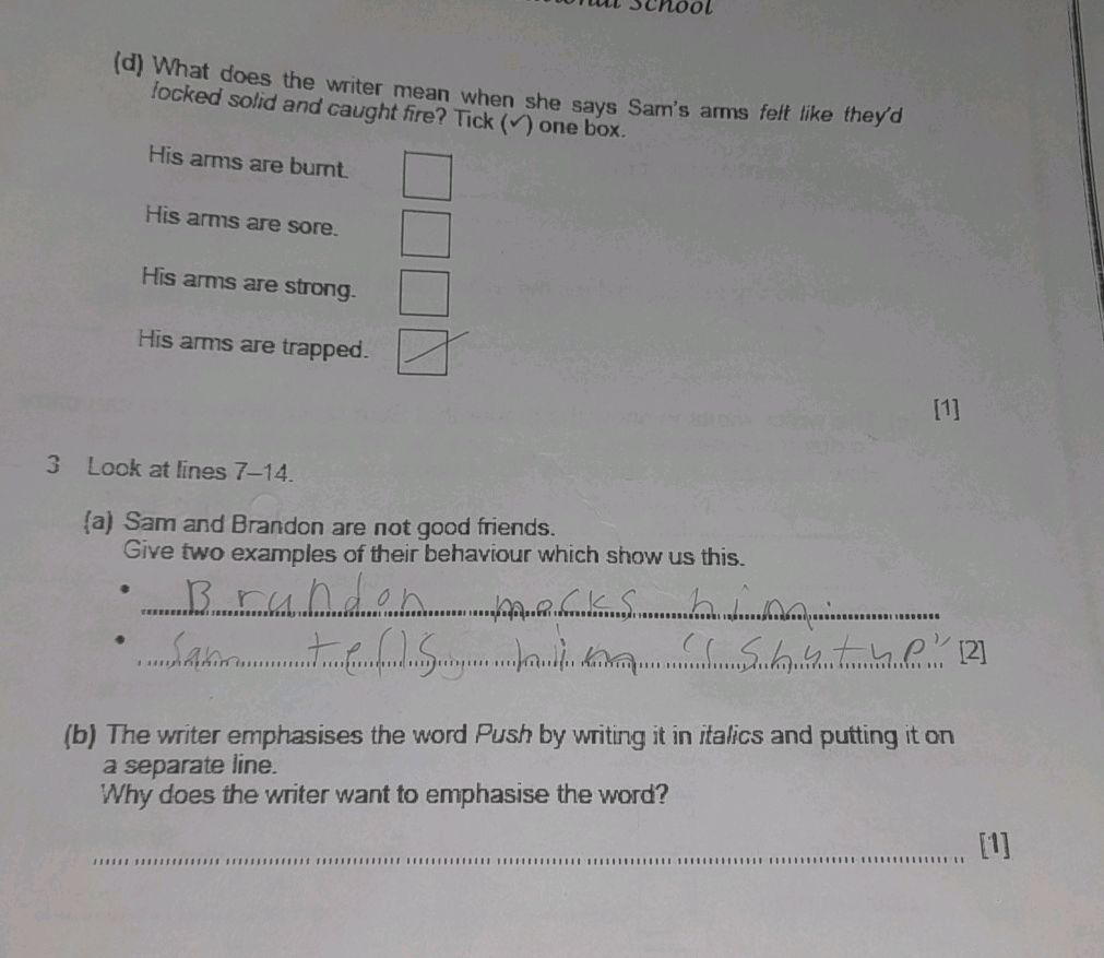 (d) What does the writer mean when she says | StudyX