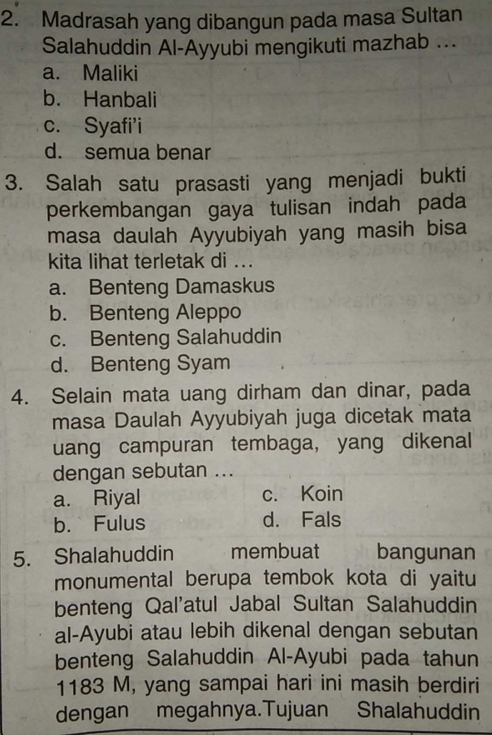 2. Madrasah yang dibangun pada masa Sultan | StudyX