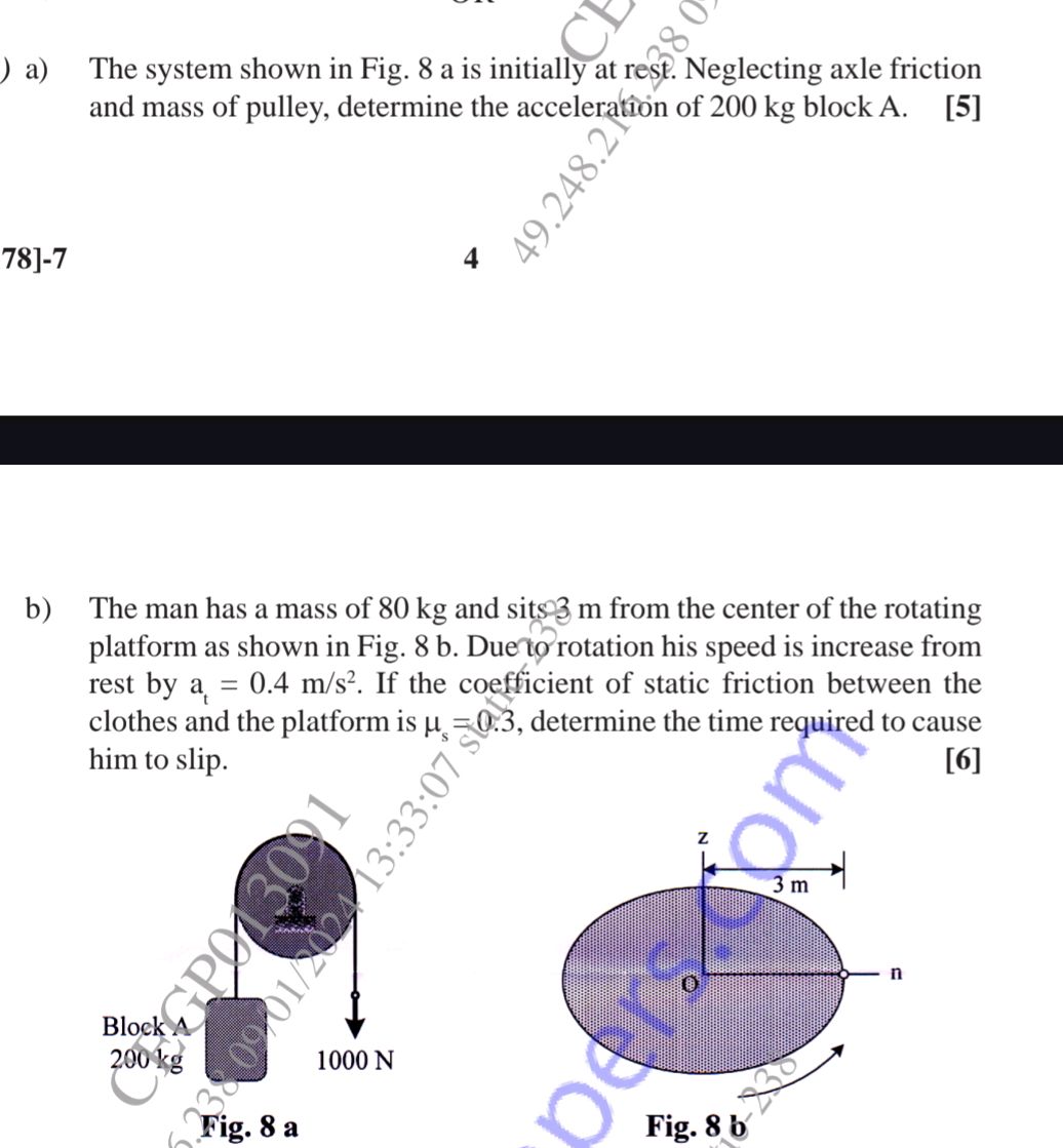 a) The system shown in Fig. 8 a is initially | StudyX
