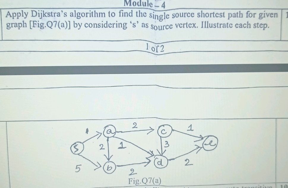 Apply Dijkstra's algorithm to find the | StudyX
