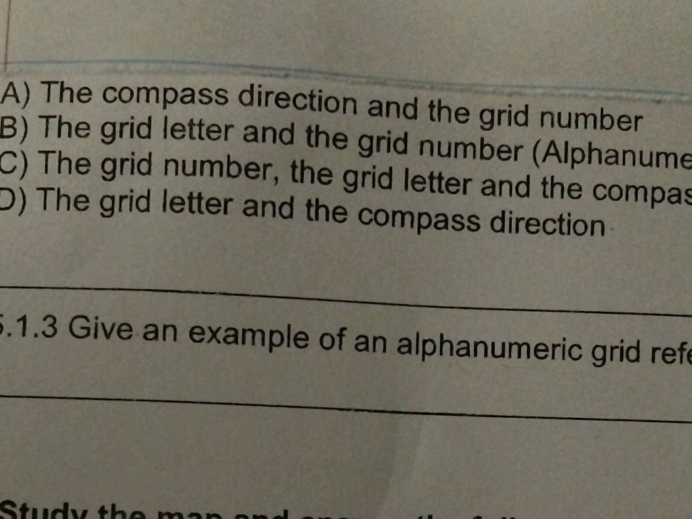 A) The compass direction and the grid number | StudyX