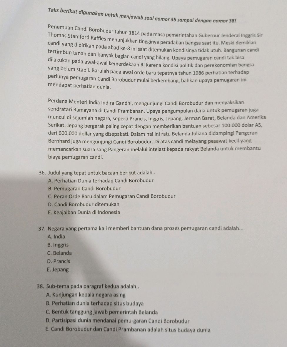 36. Judul yang tepat untuk bacaan berikut | StudyX