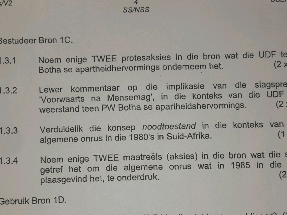 1.3.1 Noem enige TWEE protesaksies in die | StudyX