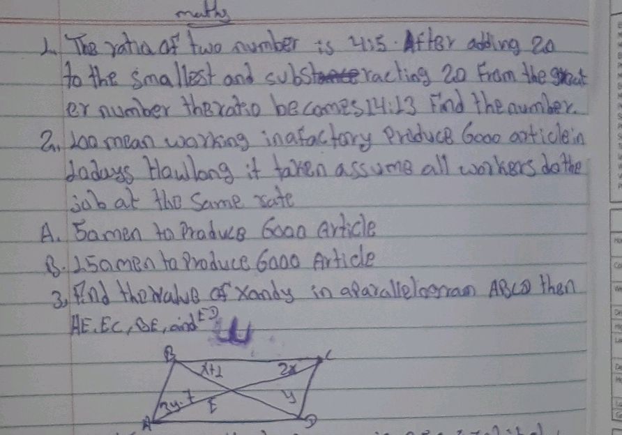 1. The ratio of two numbers is 4:5. After | StudyX