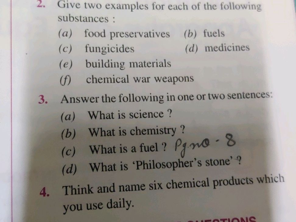 2. Give two examples for each of the | StudyX