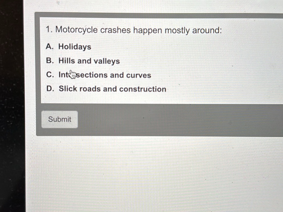 Motorcycle Crashes Happen Mostly Around