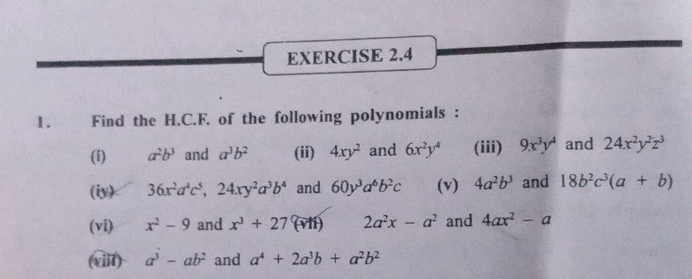 1. Find the H.C.F. of the following | StudyX