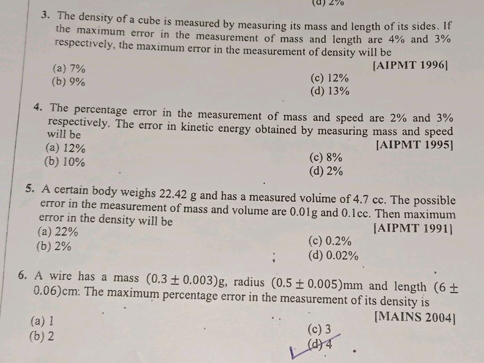 3. The density of a cube is measured by | StudyX