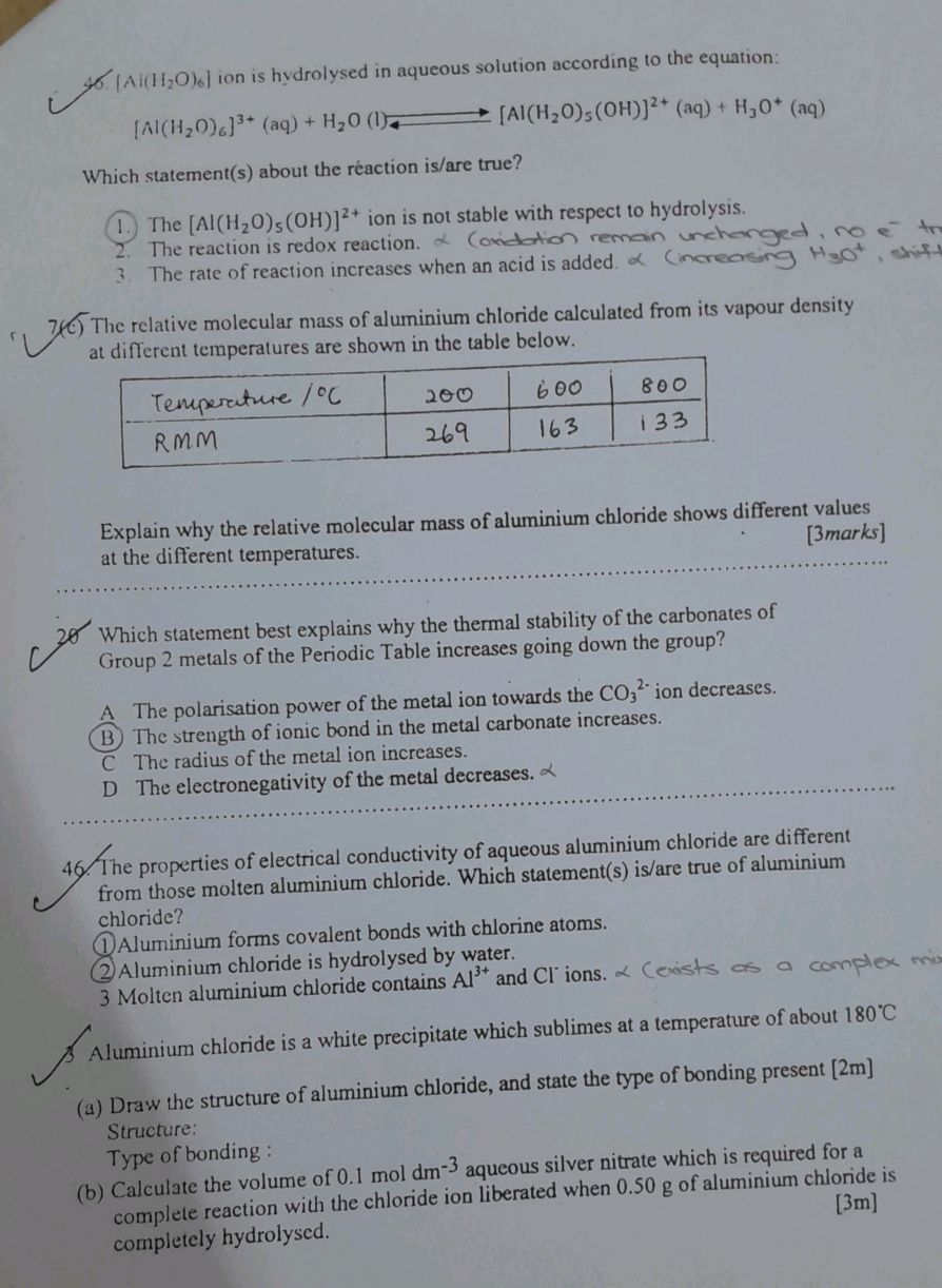 ${[Al(H2O)6]^3+ (aq) + H2O (l) | StudyX