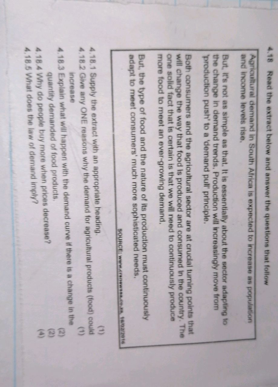 4.18 Read the extract below and answer the | StudyX