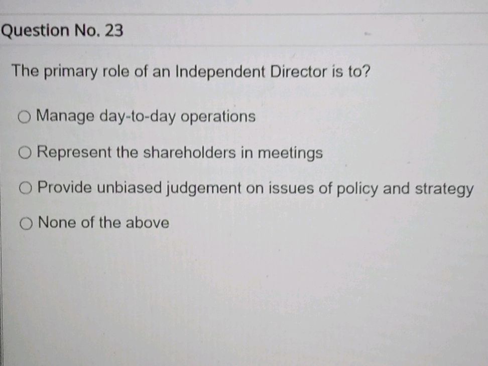 The primary role of an Independent Director | StudyX