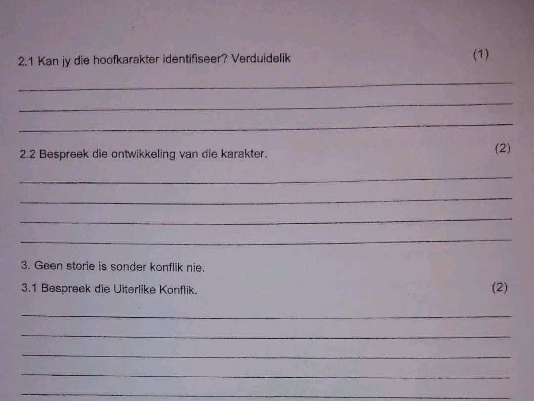 2.1 Kan jy die hoofkarakter identifiseer? | StudyX