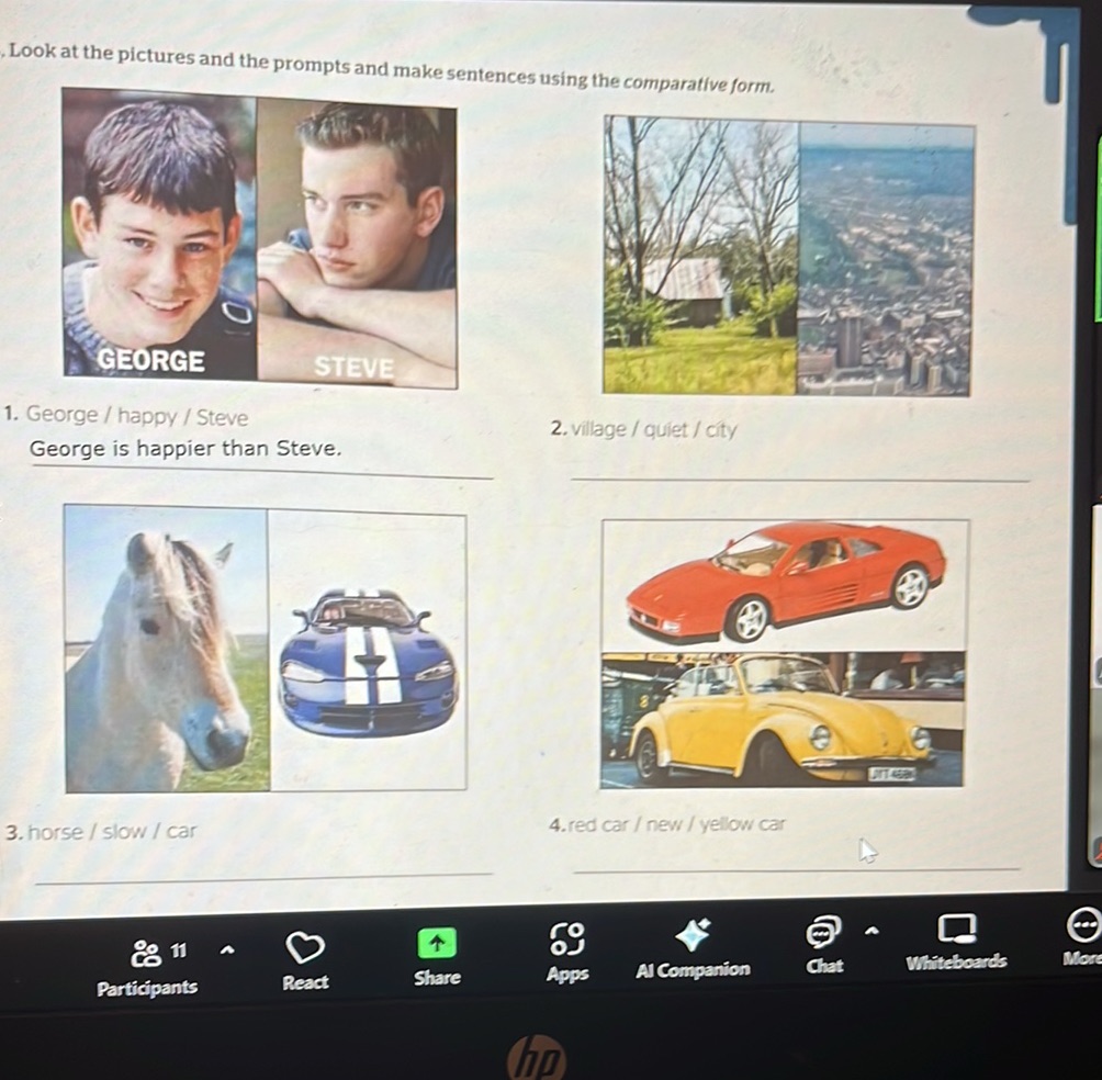 Look at the pictures and the prompts and | StudyX