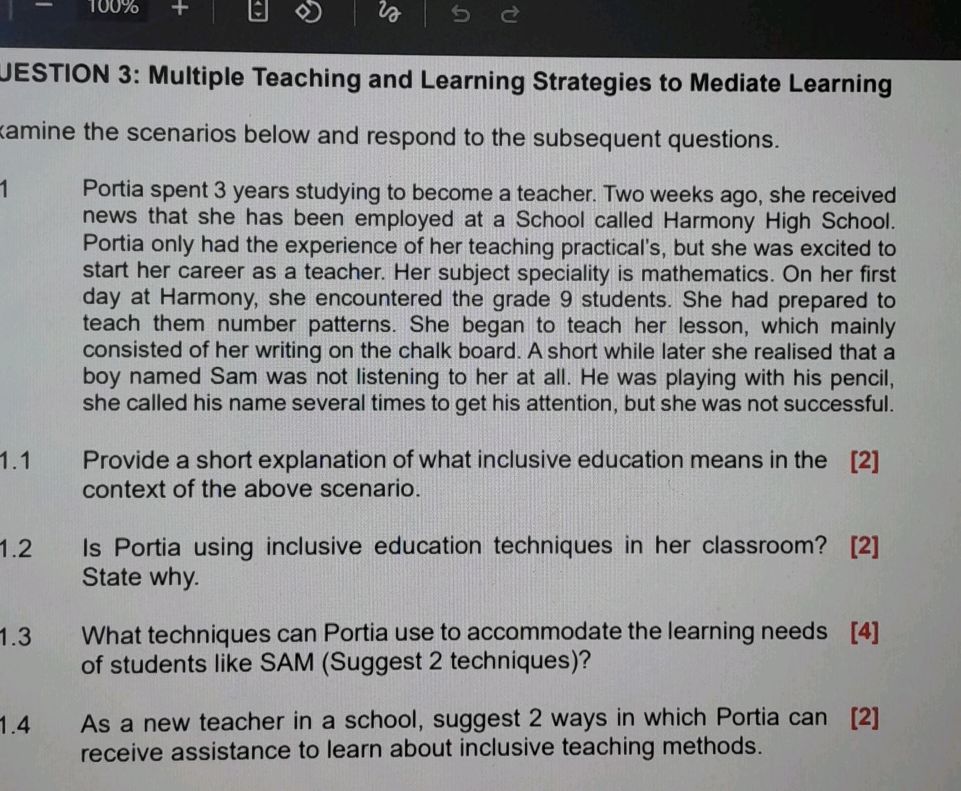 QUESTION 3: Multiple Teaching and Learning | StudyX