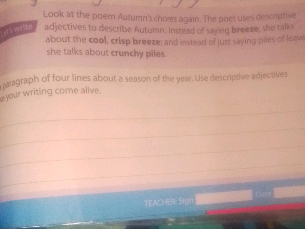 Look at the poem Autumn's chores again. The | StudyX