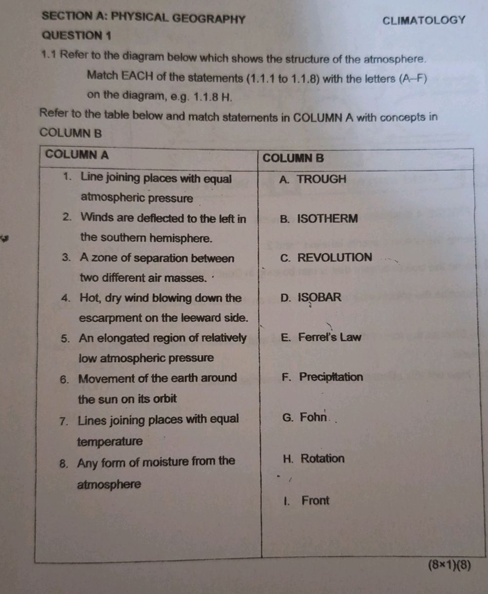 Refer to the table below and match | StudyX