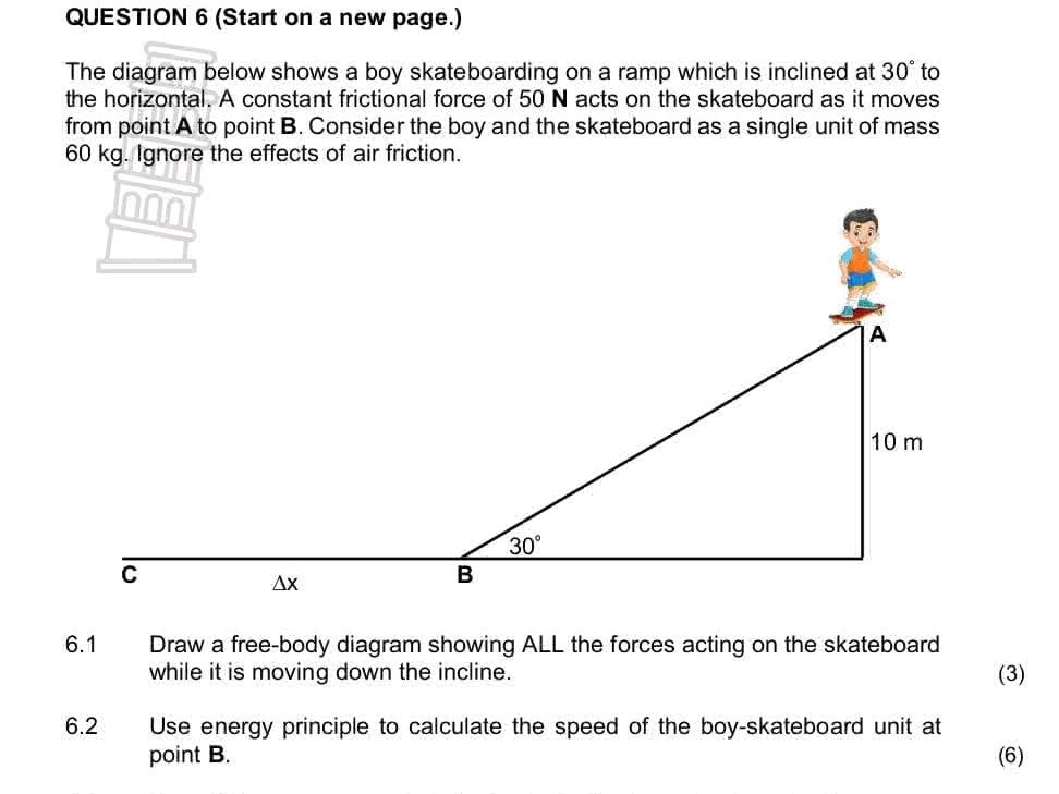 The diagram below shows a boy skateboarding | StudyX