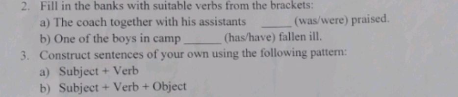 2. Fill in the banks with suitable verbs | StudyX