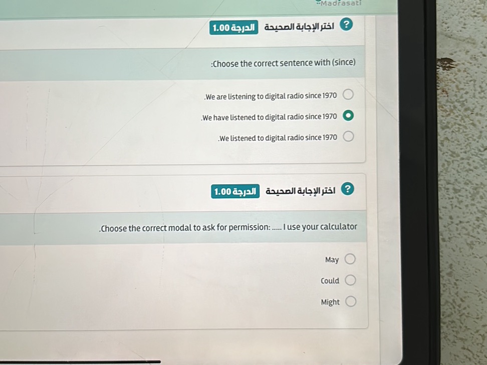 Choose the correct sentence with (since) .We
