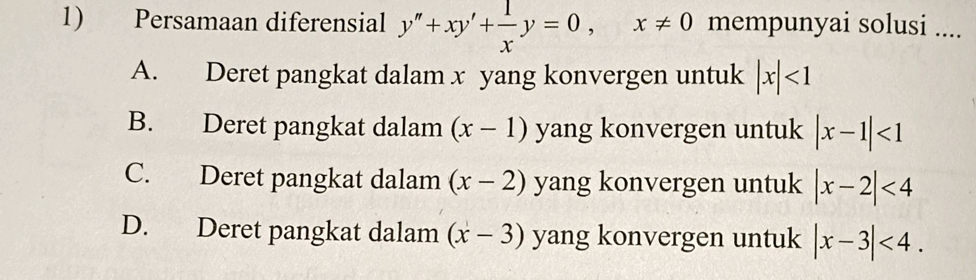 1) Persamaan diferensial $y'' + xy' + | StudyX
