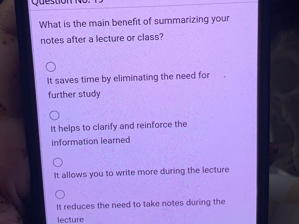 What is the main benefit of summarizing your | StudyX