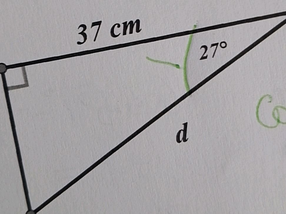 The image shows a right triangle with one | StudyX