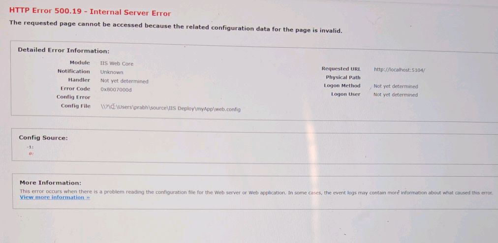 HTTP Error 500.19 - Internal Server Error | StudyX