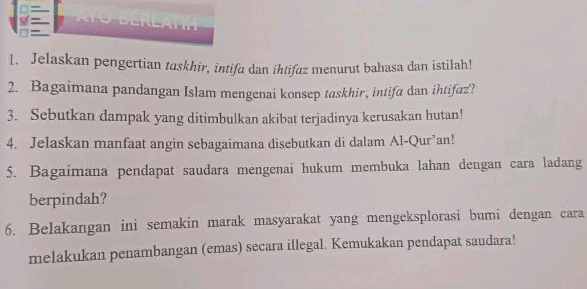 1. Jelaskan pengertian taskhir, intifa dan | StudyX