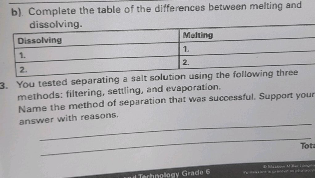 b) Complete the table of the differences | StudyX