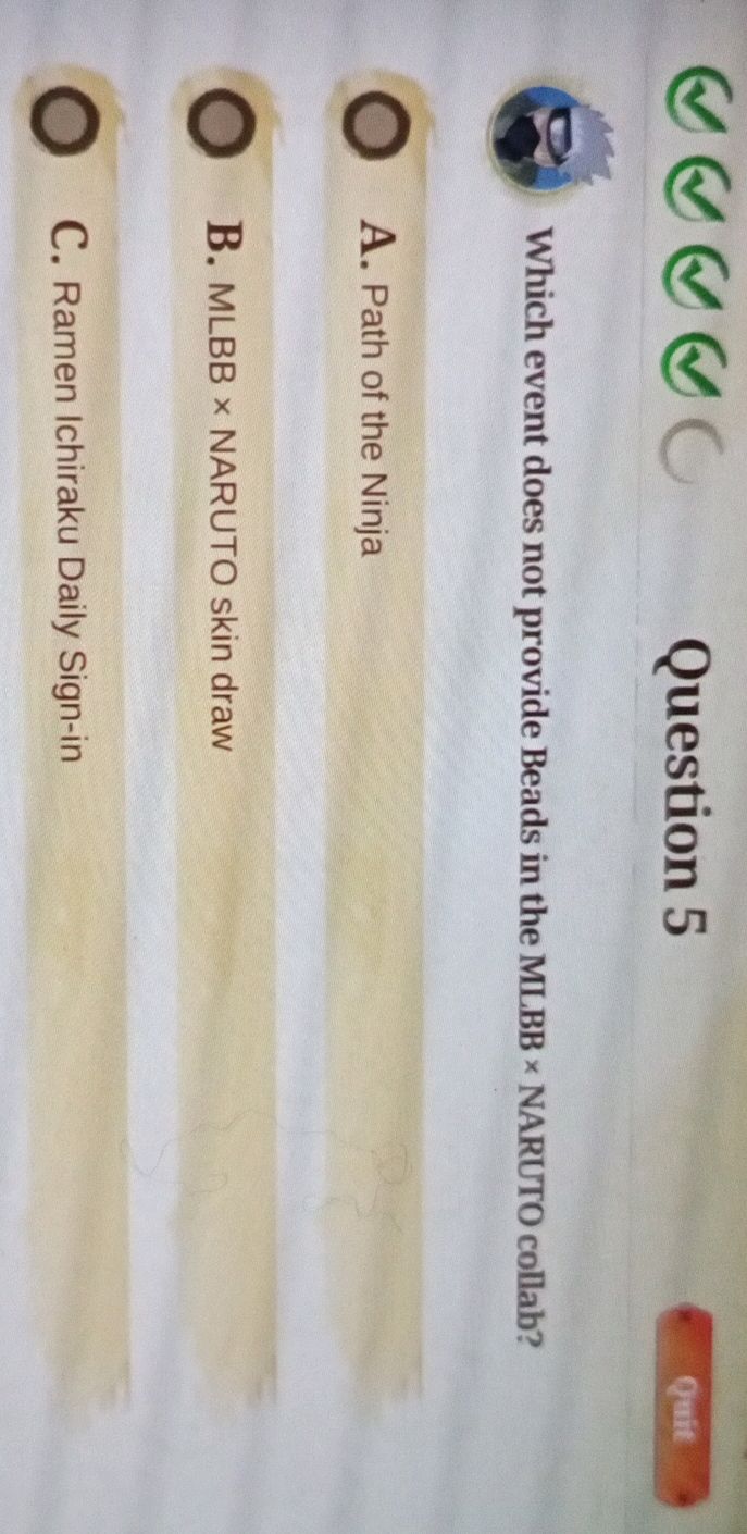 Which event does not provide Beads in the | StudyX