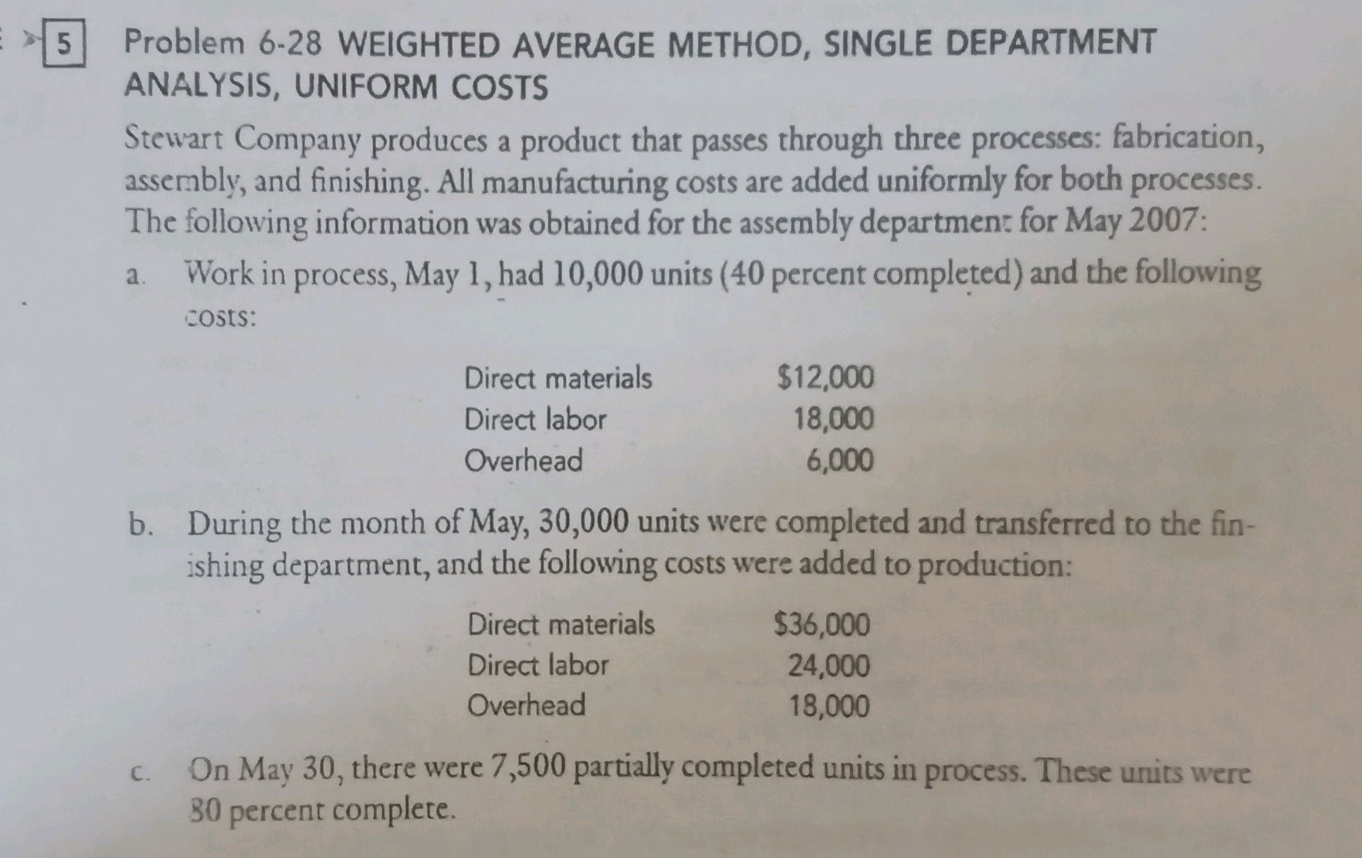 Problem 6-28 WEIGHTED AVERAGE METHOD, SINGLE | StudyX