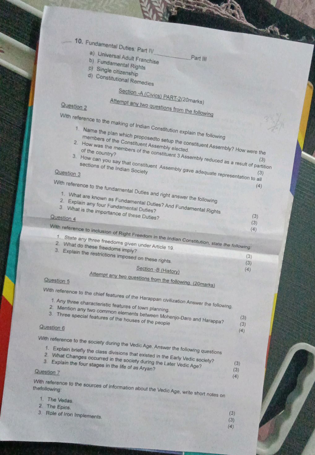 10. Fundamental Duties: Part IV a) | StudyX