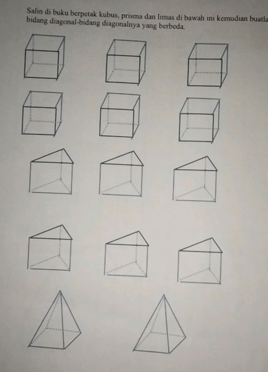 Salin di buku berpetak kubus, prisma dan | StudyX