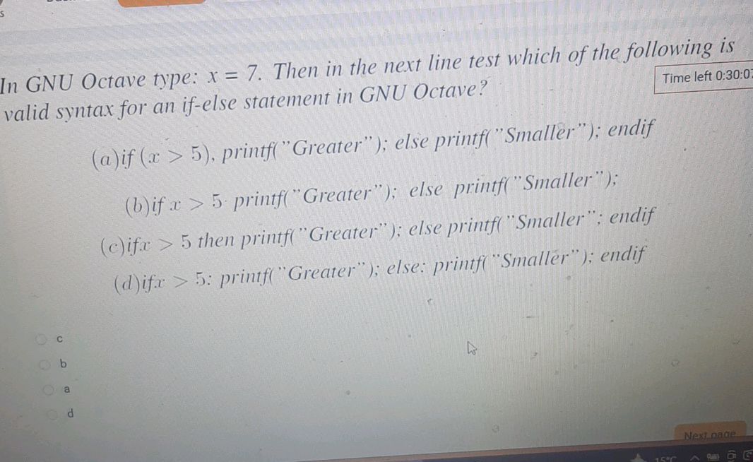 In GNU Octave type: x = 7. Then in the next | StudyX