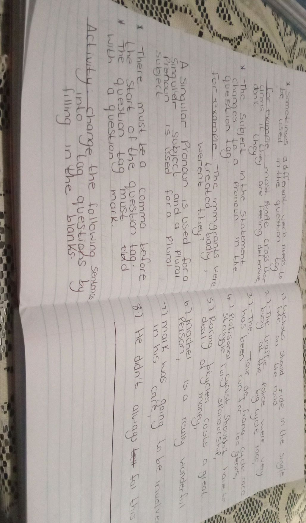 Activity: Change the following sentences | StudyX